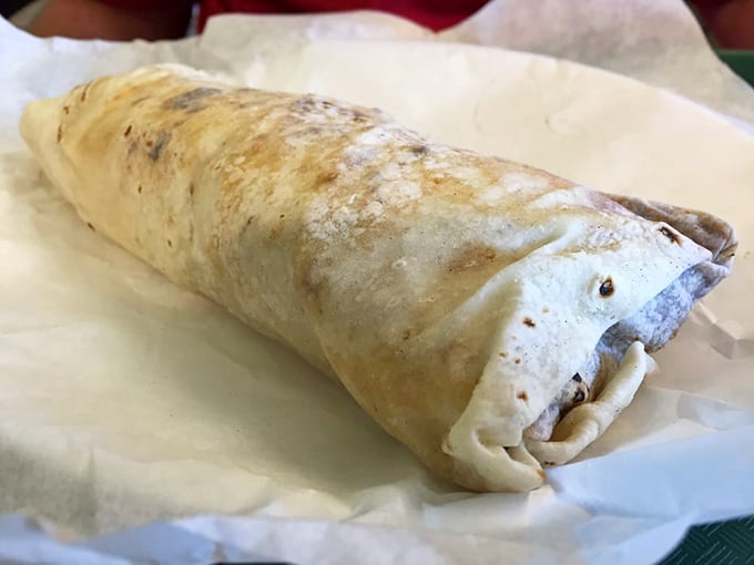 The ultimate comfort food—a chorizo burrito that makes you question why you ever bothered with fancy restaurants in the first place.