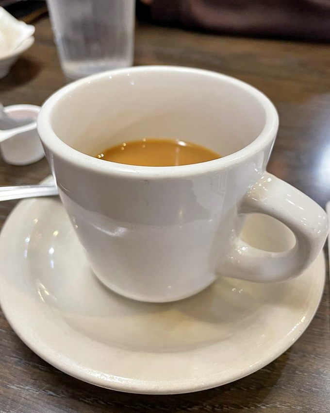 Just honest, straightforward coffee – not cold-brewed, nitrogen-infused or single-origin, but the perfect companion to breakfast that never disappoints.