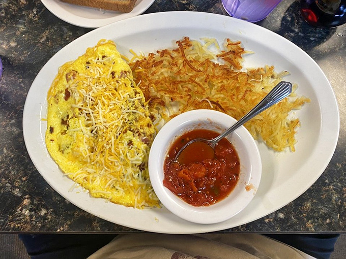 This combo omelet doesn't need a marketing team or influencer campaign—just one bite and you're converted for life.