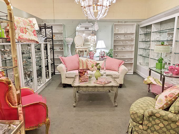 Pink meets pattern in this feminine sanctuary. Like finding yourself in a sophisticated aunt's parlor where gossip and champagne flow freely.