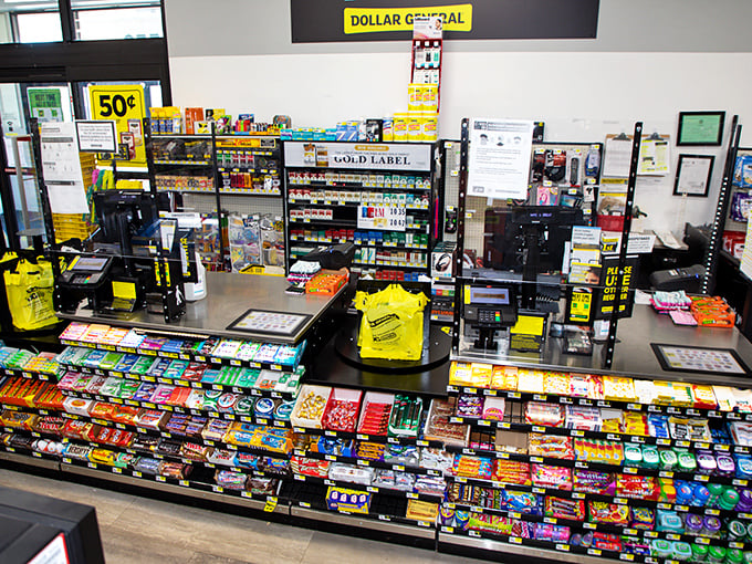 The checkout counter – where impulse purchases make their last stand and candy bars whisper sweet nothings to your wallet.