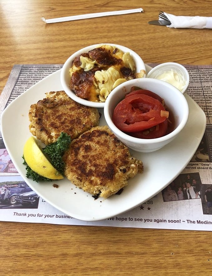 Crab cakes that are actually filled with—wait for it—crab! These golden discs of deliciousness make a compelling case for moving to Delaware.