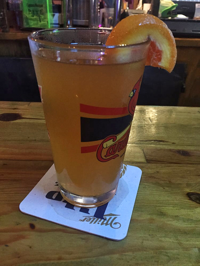 Even the drinks at Tater Patch come with a side of personality. This refreshing brew with its citrus garnish is the perfect companion to spice-forward dishes.