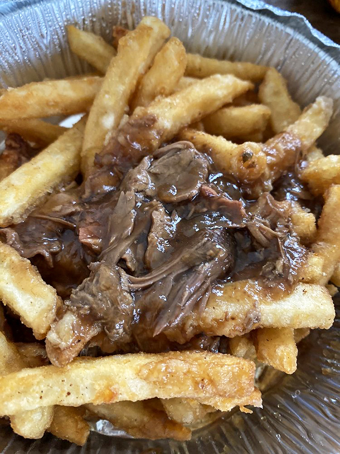 Gravy fries – because sometimes potatoes need to dress for a special occasion rather than just showing up naked and crispy.