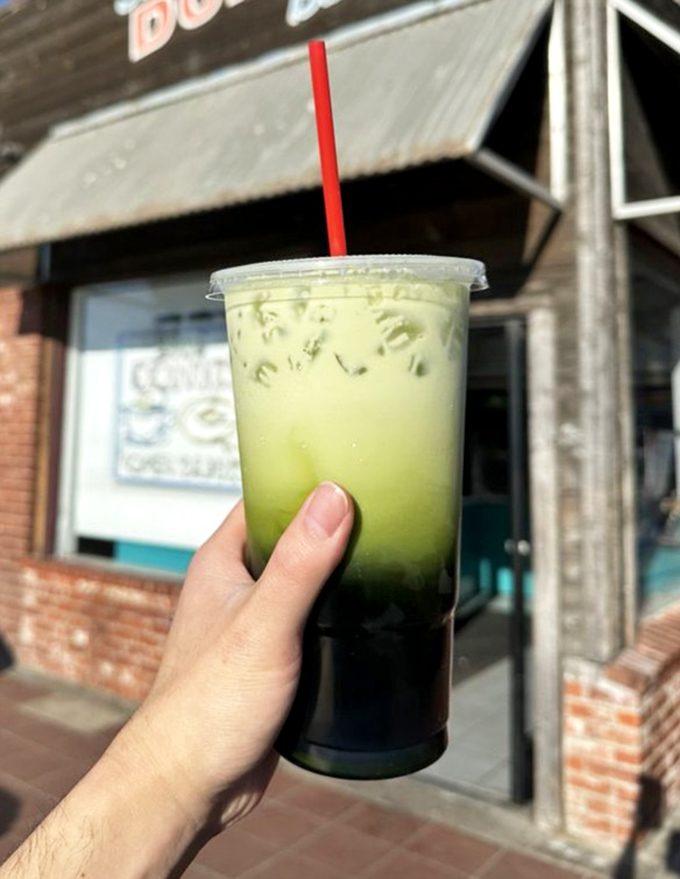 The Thai tea gradient—dark mystery to vibrant green—creates California's most photogenic beverage, destined for countless social media feeds.