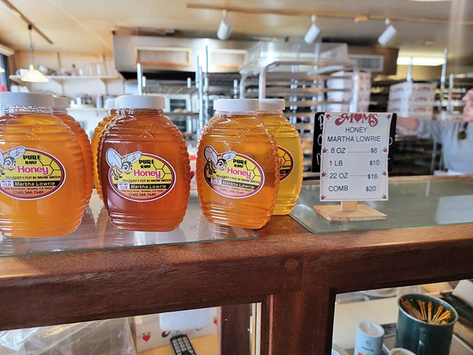 Local honey that makes supermarket varieties look like distant, less successful cousins. Liquid gold that tastes like Julian sunshine.