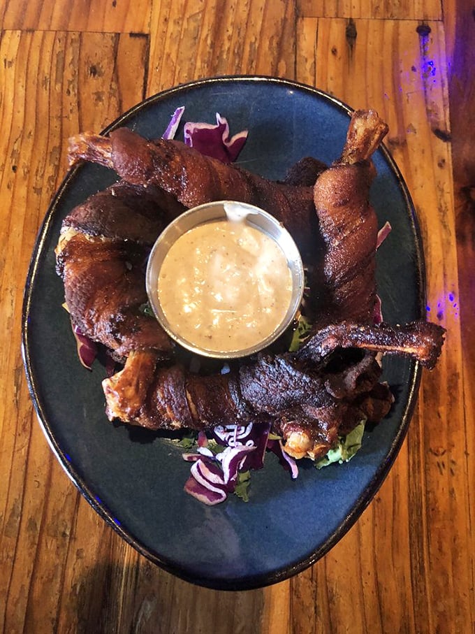 Bacon-wrapped chicken that's dressed better than most people at a wedding. The dipping sauce is the plus-one you actually want to meet.