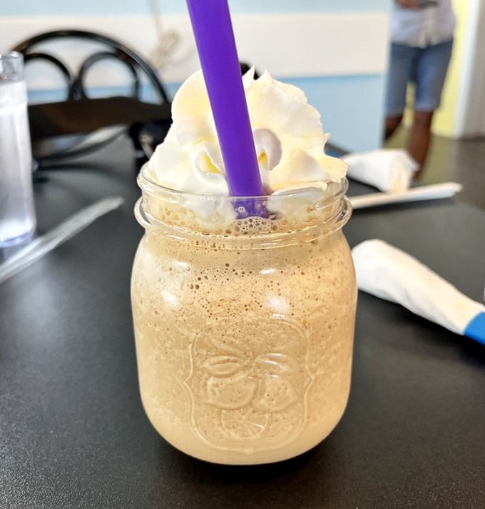 Mason jar magic: Their creamy iced coffee doesn't just wake you up—it makes you question why you ever settled for ordinary caffeine delivery systems.