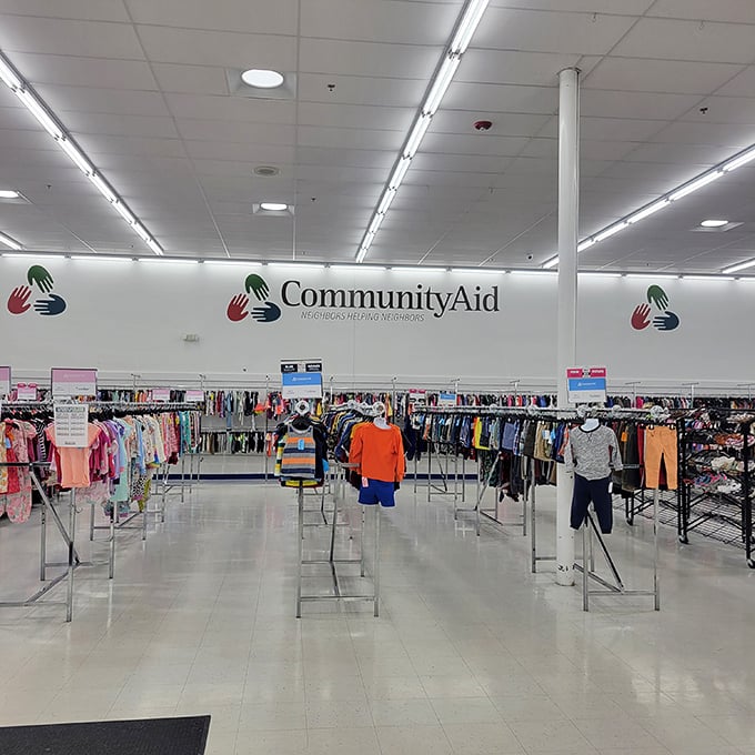 The children's section is a parent's dream—tiny fashions at tiny prices for humans who outgrow everything faster than you can say "growth spurt."
