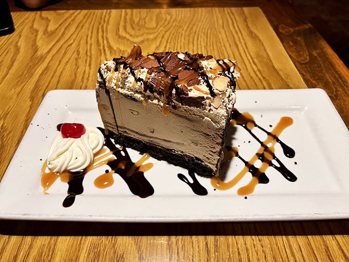 This isn't just dessert, it's architecture – layers of coffee ice cream and chocolate that would make Frank Lloyd Wright put down his blueprint and pick up a spoon.