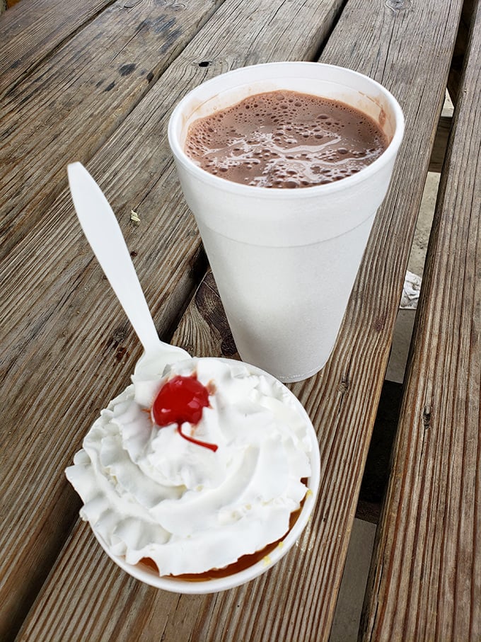 Sweet endings at Bert's – where chocolate shakes and sundaes provide the perfect cool counterpoint to savory indulgences.
