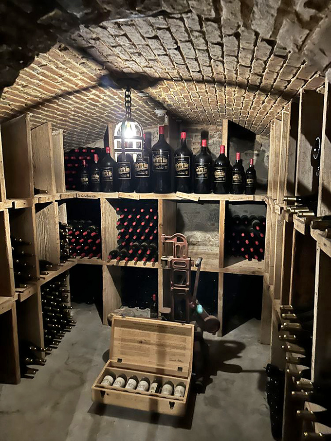The wine cellar's brick ceiling arches create the perfect atmosphere for aging fine wines—and for pretending you're in an episode of "The Borgias."