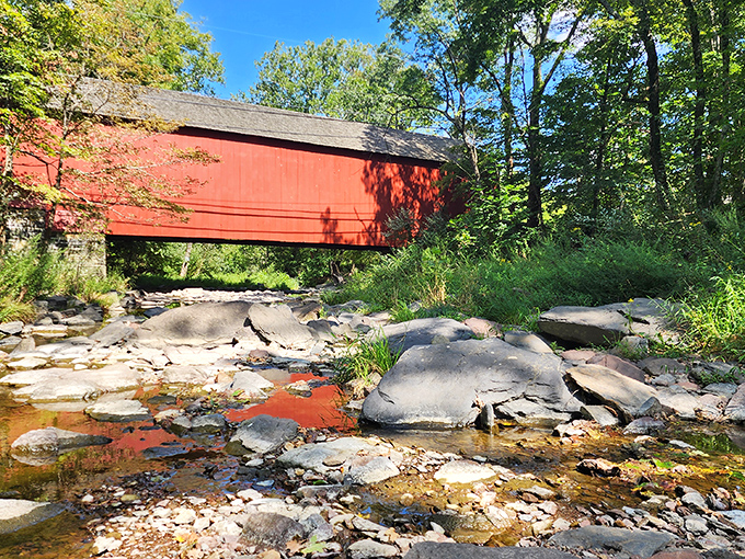 The rocky creek bed creates nature's perfect foreground for this architectural gem. No filter needed when Mother Nature does the landscaping.