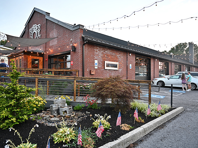 Rubber Soul Brewing Company's string lights twinkle like stars above the patio, promising craft beer epiphanies and conversations that flow as smoothly as their taps.