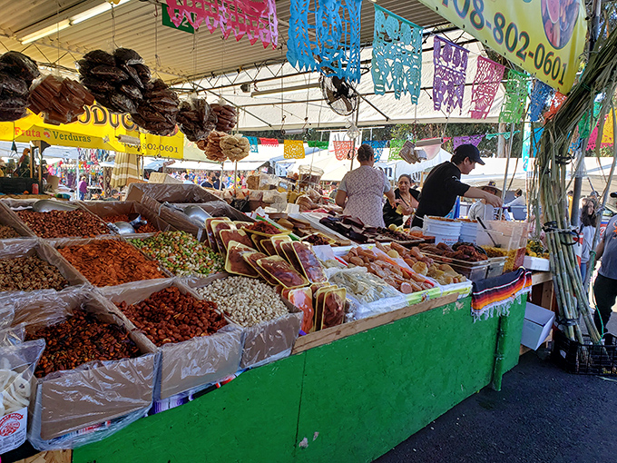 A kaleidoscope of dried fruits, nuts, and spices that would make any chef weak in the knees—sensory overload in the best possible way. 