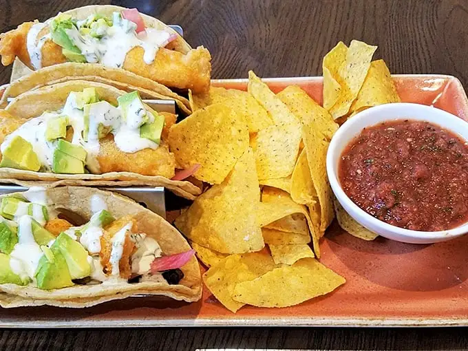 Street tacos that bring the fiesta to Indiana – crispy fish, creamy sauce, and fresh toppings. No passport required for this south-of-the-border flavor journey.