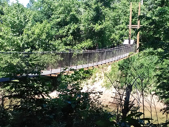This swinging bridge might test your courage, but the views of rushing water below make conquering your wobbly-knees moment entirely worthwhile.