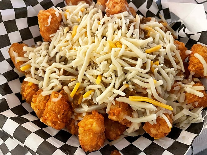 Tater Tots Supreme – where humble potato nuggets get dressed up with enough cheese to make Wisconsin proud and enough toppings to qualify as a meal.