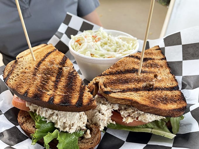 A tuna salad sandwich that proves sometimes the classics don't need reinvention—just quality ingredients and respect.