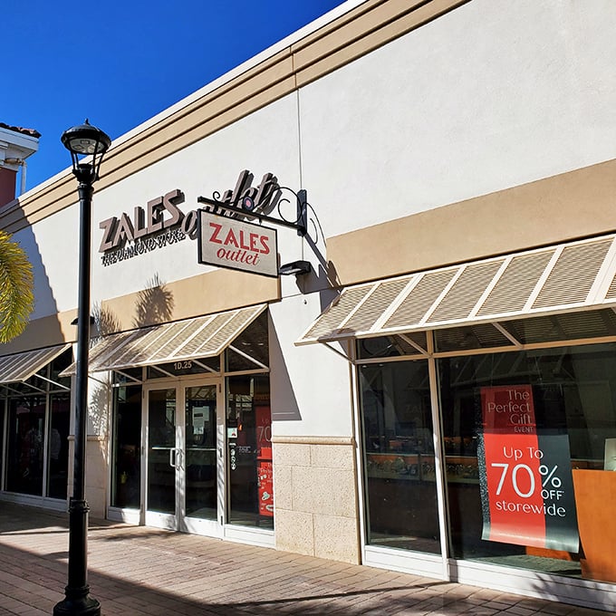 At Zales Outlet, diamonds sparkle almost as brightly as the eyes of shoppers discovering 50% off tags. 