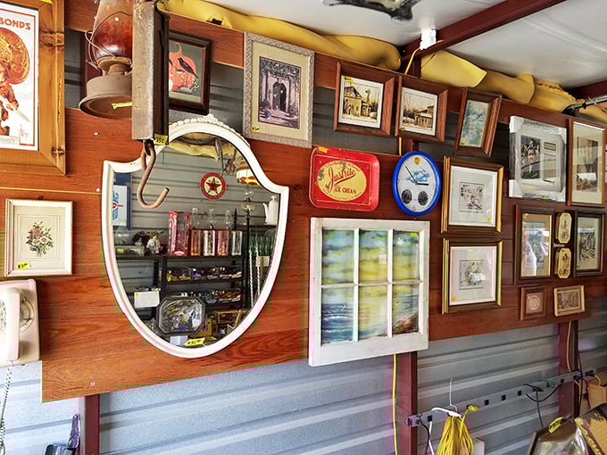 Wall-to-wall memories captured in frames and mirrors—like scrolling through Instagram, except everything's actually vintage and genuinely interesting.