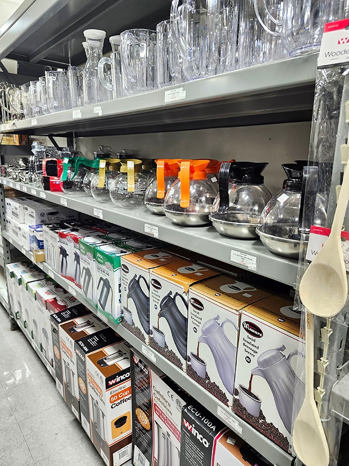 Coffee lovers, rejoice! This aisle of carafes and brewing equipment promises better mornings for those willing to upgrade their caffeine routine.
