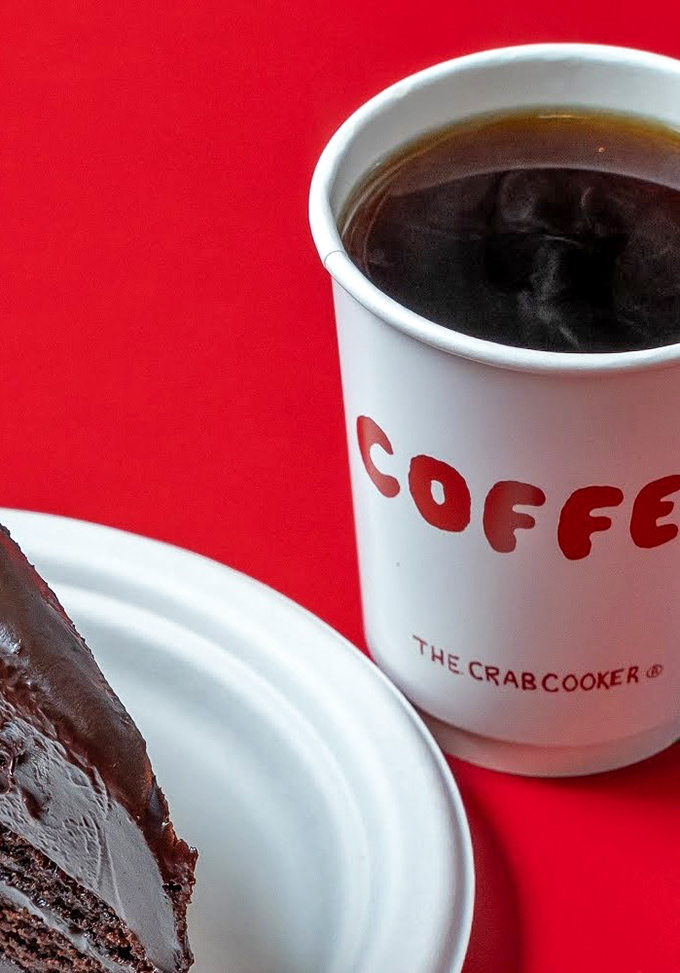 Even the coffee comes with personality here – bold, no-nonsense, and served in a cup that tells you exactly what you should be doing: eating lots of fish.
