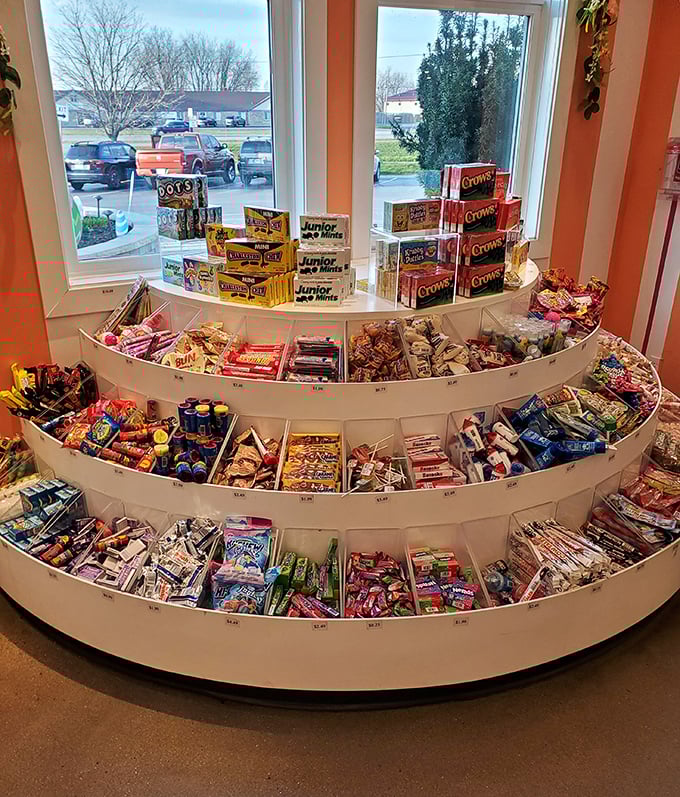 A treasure trove of boxed classics. Charleston Chew, Sour Patch, and other nostalgic favorites waiting to transport you back to simpler times.
