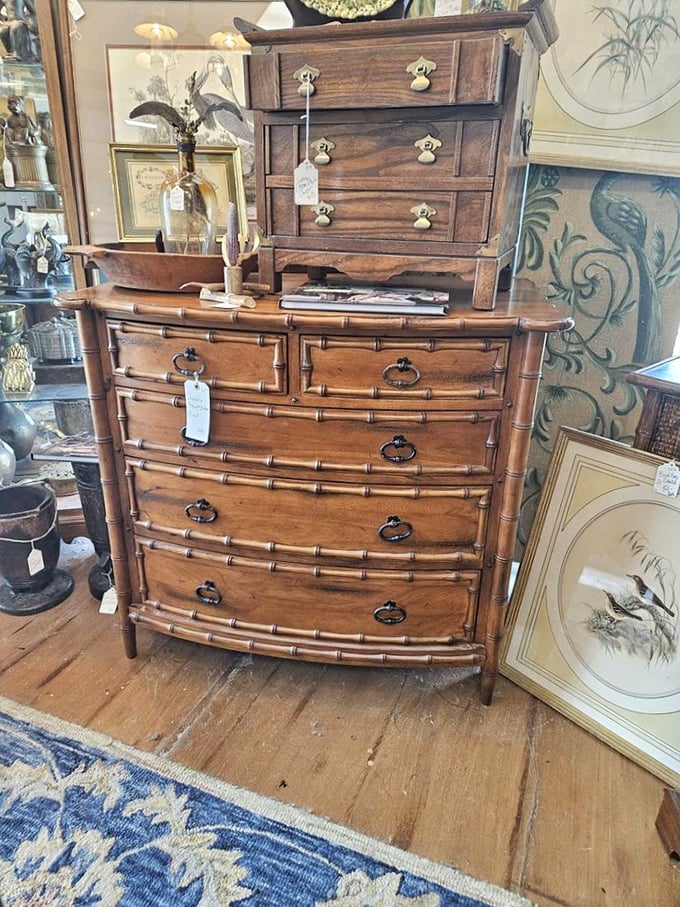 This bamboo-inspired dresser isn't playing games—except maybe "How many compliments can one piece of furniture collect?"