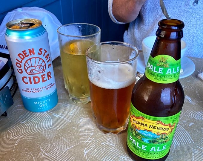 California in liquid form—Sierra Nevada Pale Ale and Golden State Cider, companions as perfect as foggy mornings and coastal views.