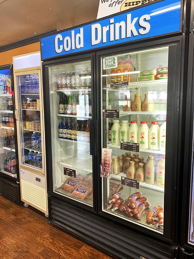 The drink cooler stands ready to extinguish the salt-induced thirst that inevitably follows your third (or fourth) pretzel of the day.