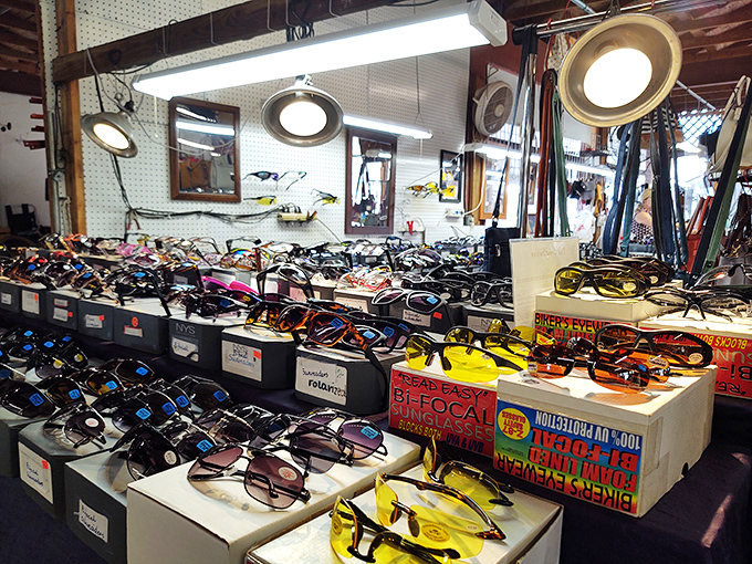 Sunglasses galore! Because in Florida, eye protection isn't just fashion—it's practically a medical necessity year-round.