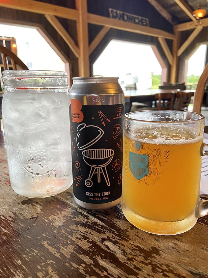 Local craft beer served in proper glassware—because even in Indiana, we understand that good beer deserves respect. The perfect fish and chips companion.