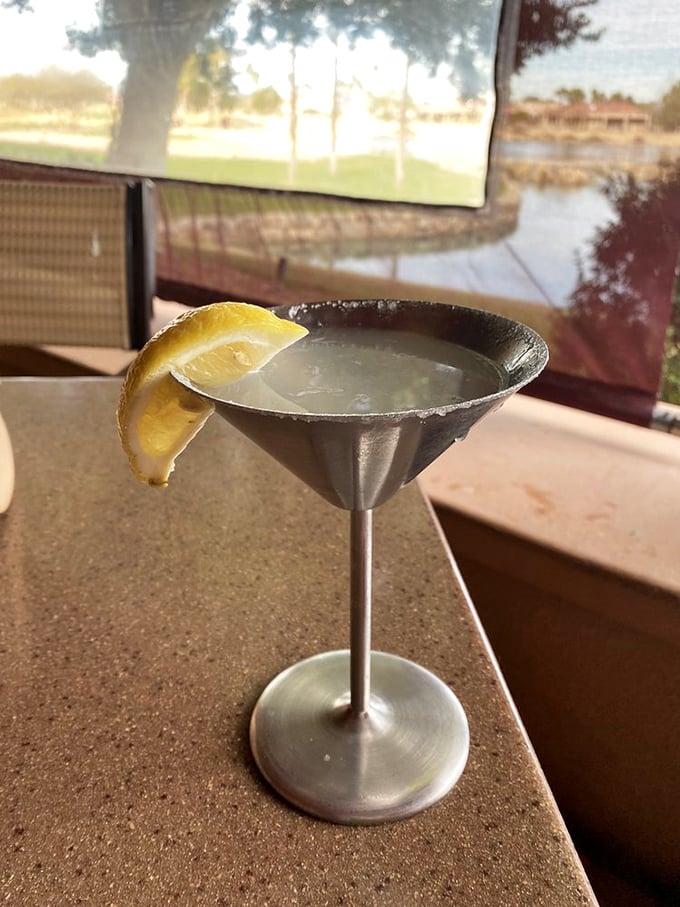 A martini with a view—because sometimes adult beverages and Arizona sunsets were made for each other.