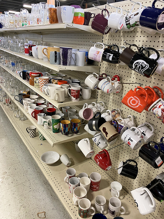 Mug hunters rejoice! Your morning coffee tastes twice as good when sipped from a vessel with mysterious origins and unbeatable price.