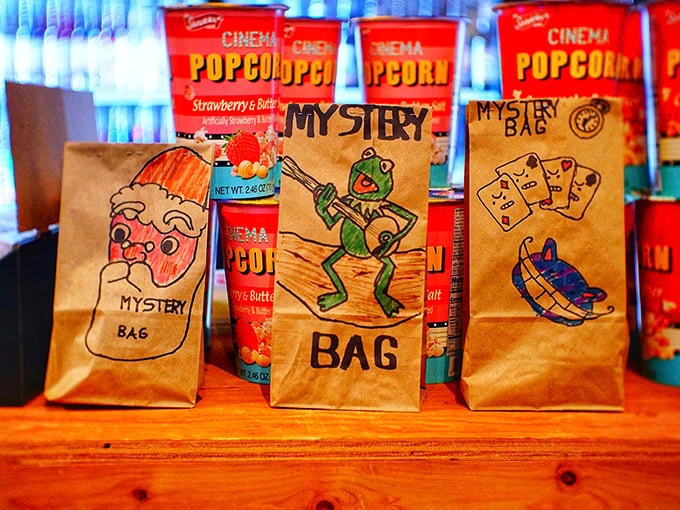 Mystery bags illustrated with whimsical characters promise surprise and delight—the candy store equivalent of blind dating, but with significantly better odds of happiness.
