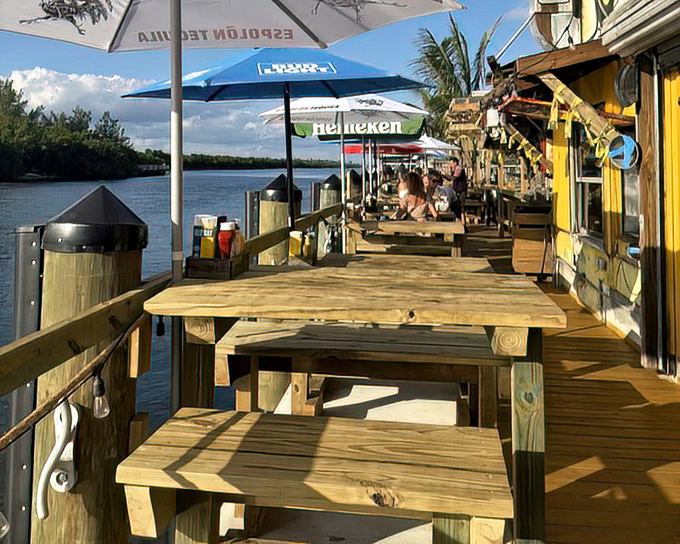Wooden picnic tables with million-dollar views. In real estate they call this location, location, location—in dining, we call it paradise.