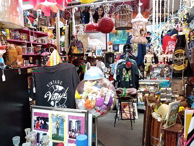 This booth is a maximalist's dream – where vintage t-shirts, collectibles, and memorabilia create a colorful chaos that demands exploration.
