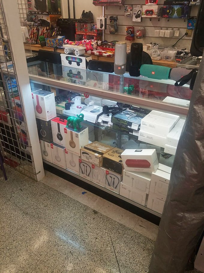 Technology heaven for the gadget-obsessed. From brand-new Bluetooth to vintage headphones, this display spans the entire audio evolution timeline.