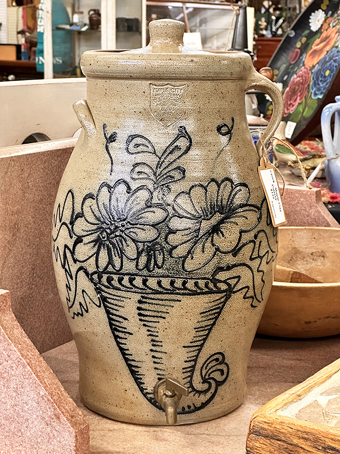 This isn't just pottery—it's American craftsmanship frozen in clay. The hand-painted floral design speaks of an era when everyday objects were made to delight.