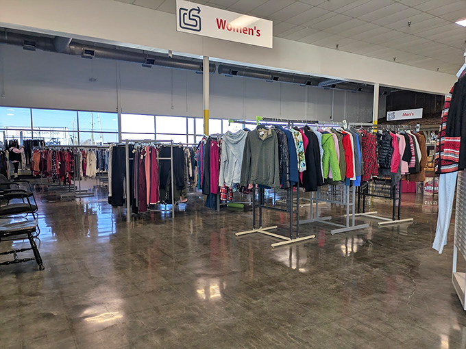 Women's clothing displayed with the kind of care usually reserved for boutiques charging ten times as much. Fashion democracy in action.