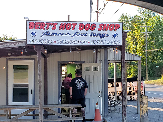 "Famous foot longs" isn't just clever marketing—Bert's delivers on the promise with dogs that barely fit in their buns!