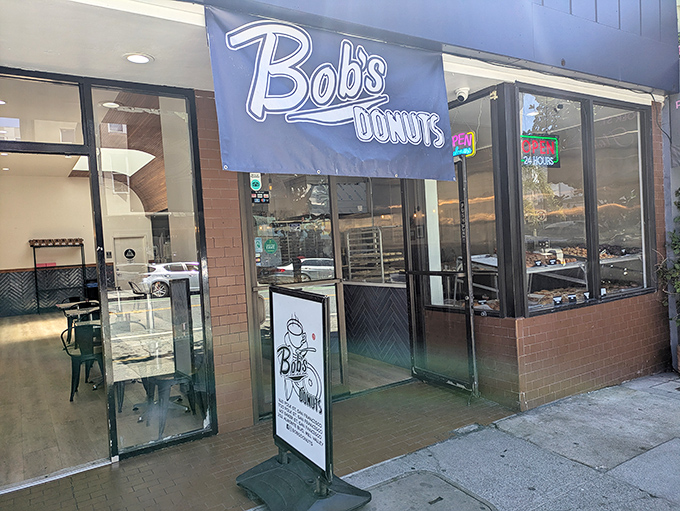Bob's blue banner promises simple pleasures done right – where "Eat More Hole Foods" isn't just clever wordplay, it's a lifestyle.