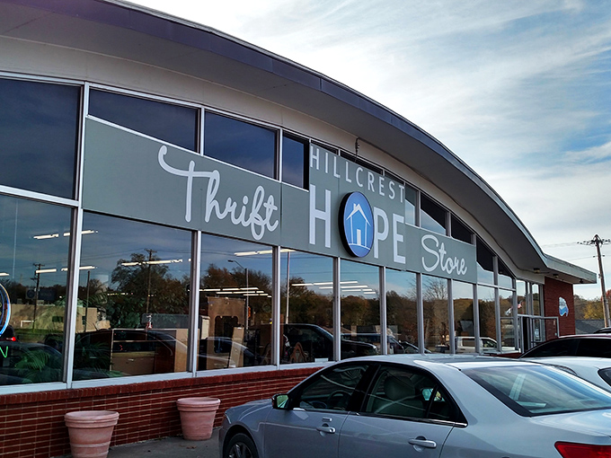 Hillcrest Hope's curved roofline creates an architectural smile, welcoming bargain hunters with style.