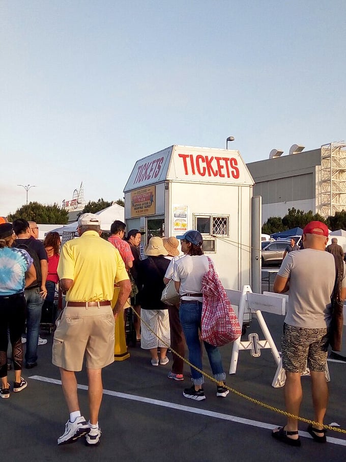 Ticket booth at Long Beach Antique Market – where the early bird catches the mid-century modern worm.