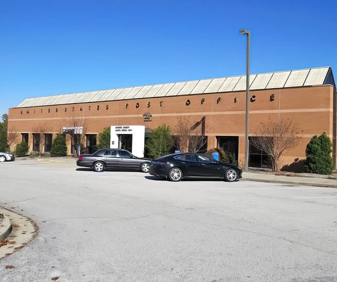 The post office might look ordinary, but it's where neighbors exchange more than mail—they share community news.