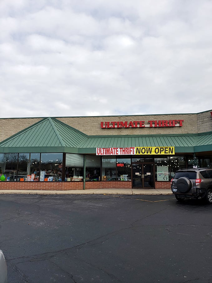 Green roof, great deals! Ultimate Thrift's unassuming exterior hides a wonderland of bargains inside.