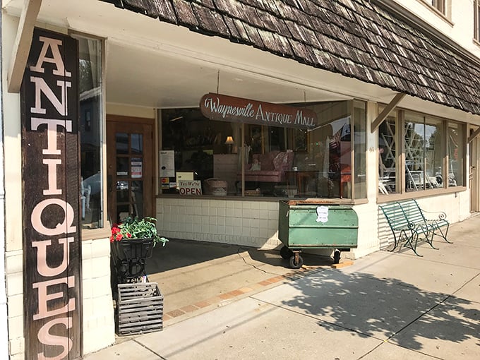 Waynesville Antique Mall's charming storefront fits perfectly into the town's historic main street.