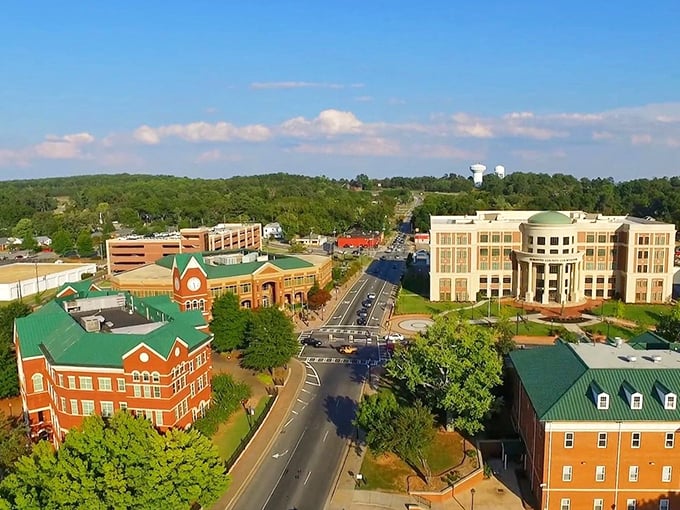 Brick buildings and blue skies create Cumming's picture-perfect setting for affordable golden years filled with community connections.