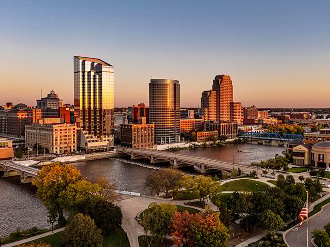 Grand Rapids' skyline: "Michigan's second city puts affordable retirement living first, with neighborhoods where your Social Security check feels right at home."